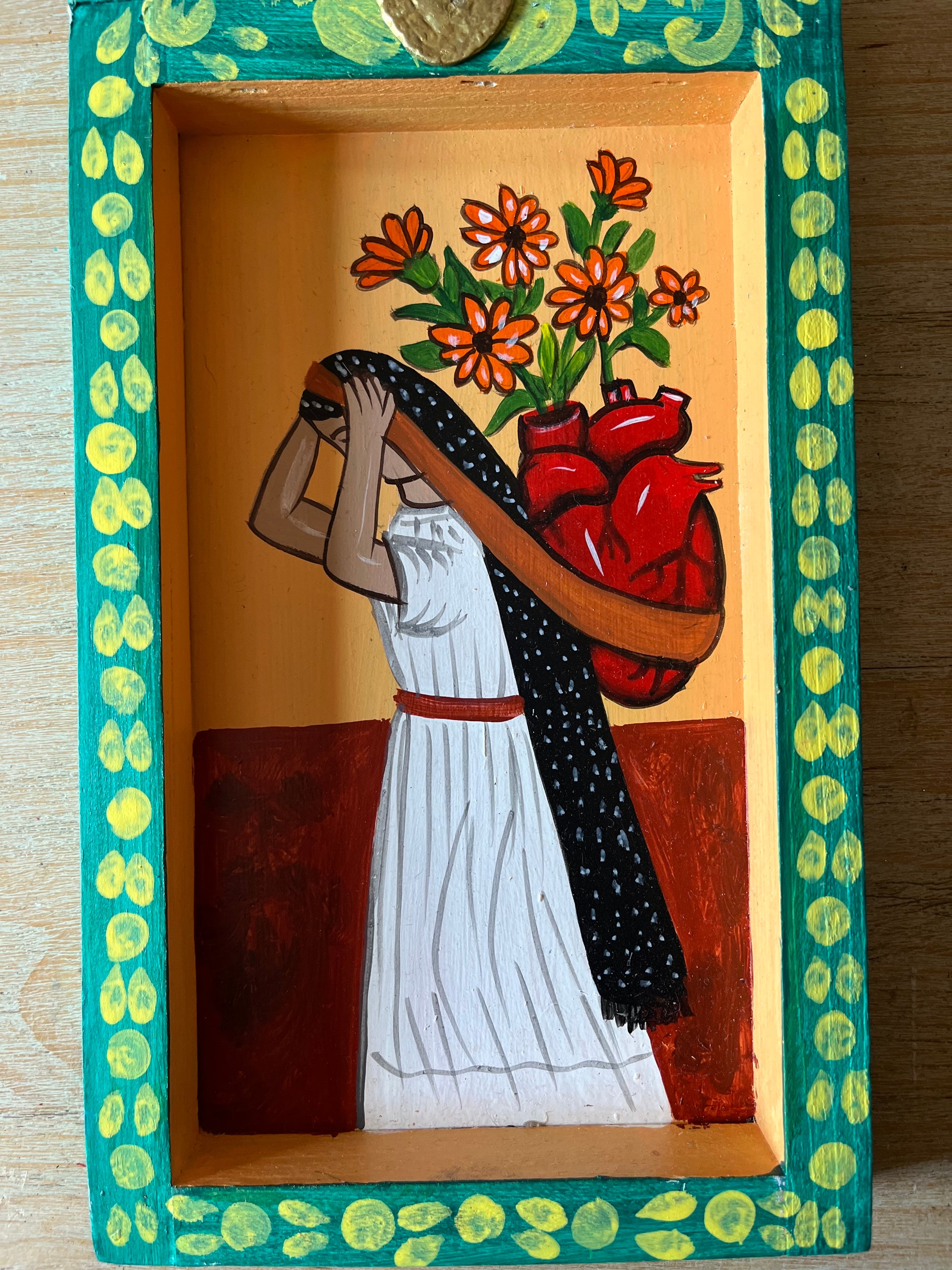 Retablo Sacred Heart Painting – Barrio Antiguo Designs