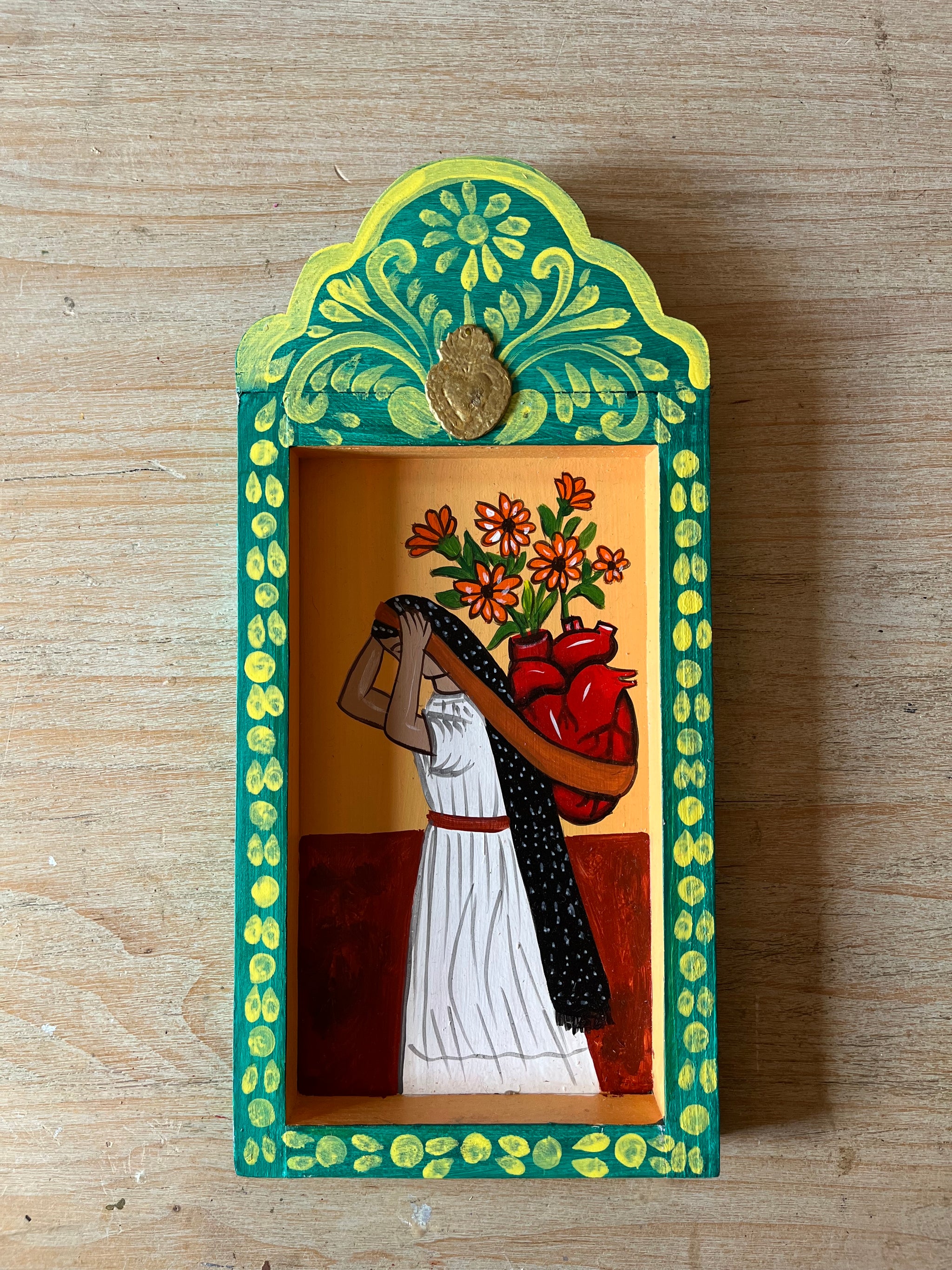 Retablo Sacred Heart Painting – Barrio Antiguo Designs